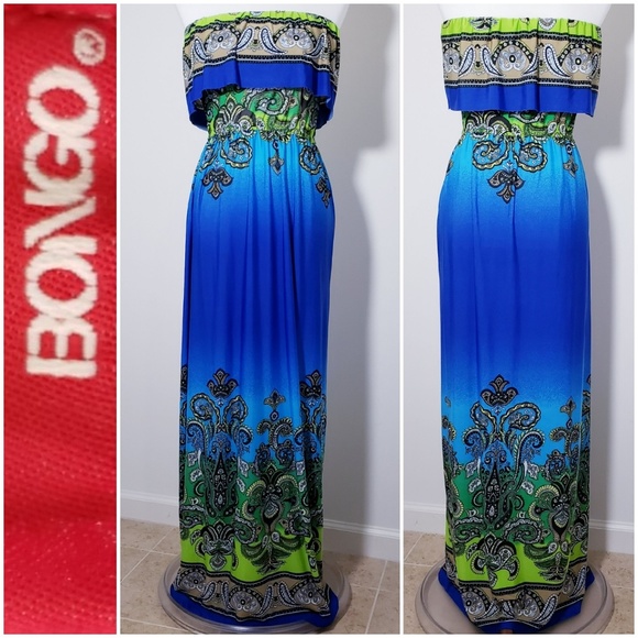 BONGO | Dresses | Bongo Bluegreen Paisley Strapless Maxi Small | Poshmark